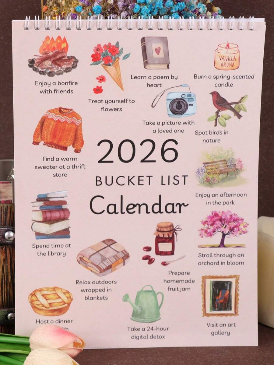 Bucket List Calendar 2026 Small Monthly Calendar 2026 Vertical, Ruled ...