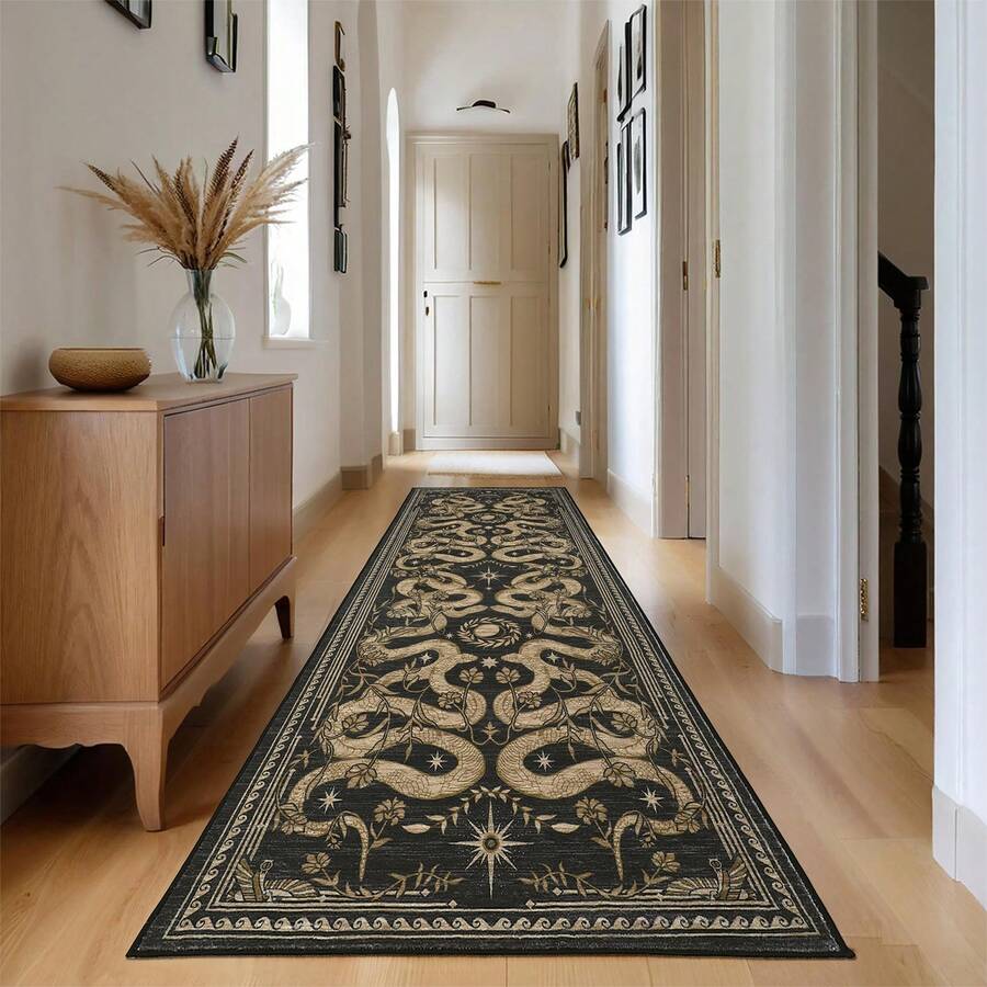 1PCS Room Decor Floral Snake Modern Washable Low Pile Area Rug For ...