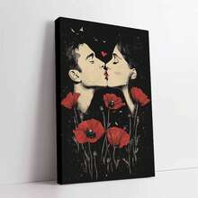 Framed Canva 1pc, , E, Two Kiing Profile Like A Man And A Woman ...