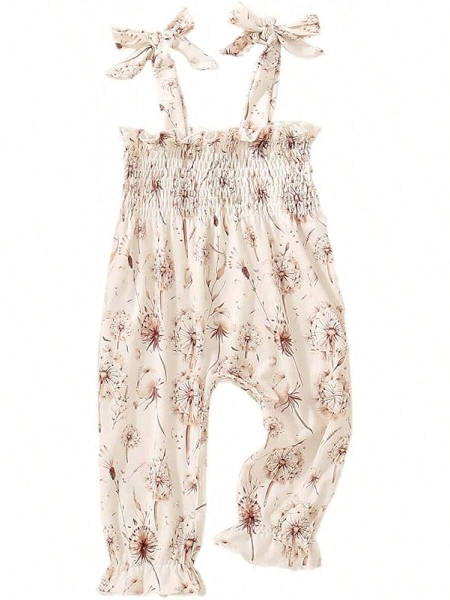 Summer One Piece Outfit Infant Baby Girl Romper Jumpsuit Pants Sleeveless Ruffle Halter Floral ...