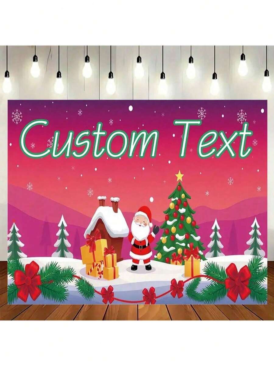 1pc Personalized Christmas Banner With Custom Text, Santa Claus, Tree ...