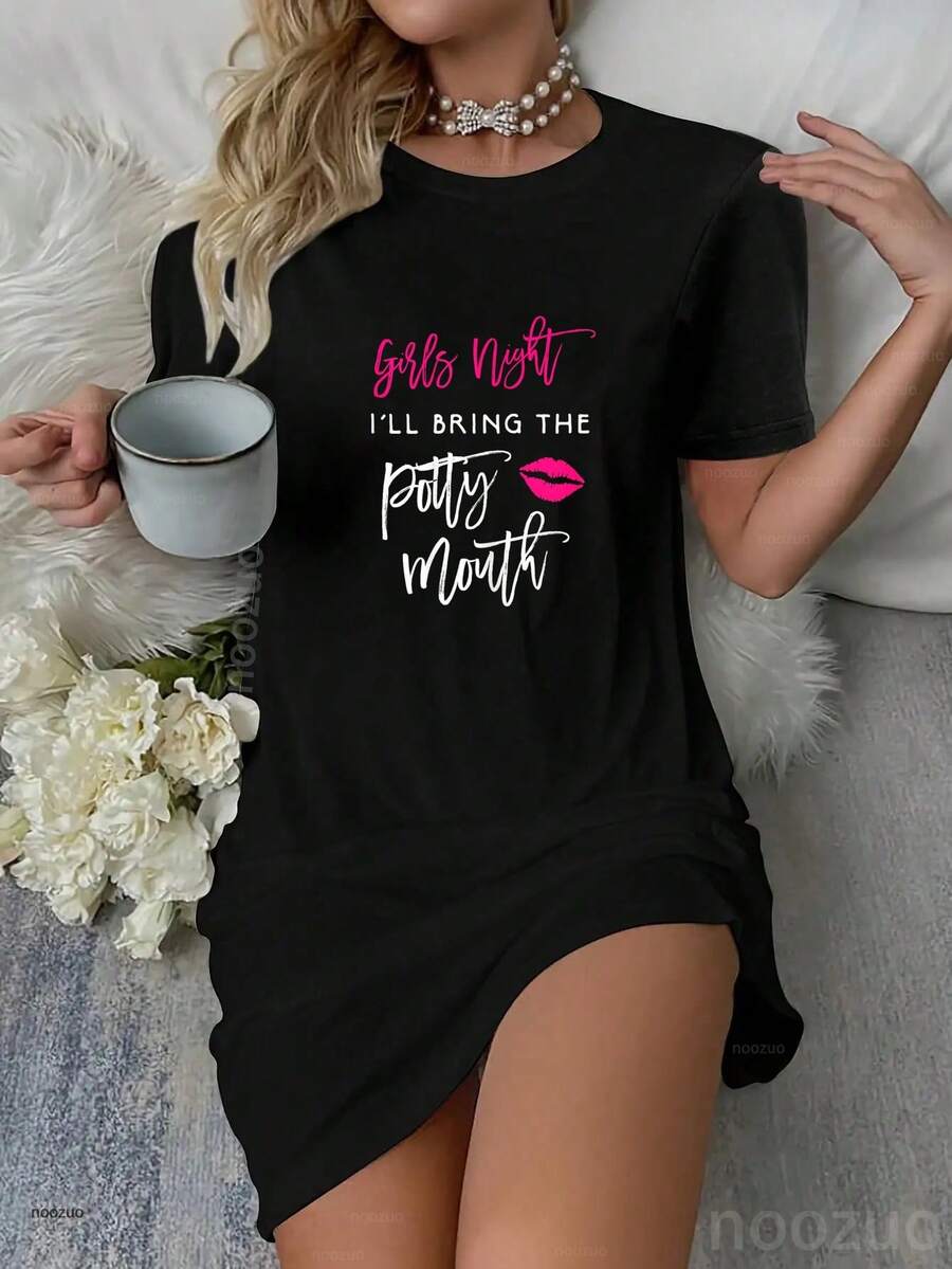 I'll Bring The Potty Mouth Girls Night Party Funny Pajama Nightgown ...