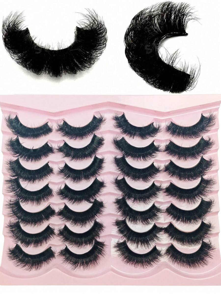 14 Pairs Russian Strip Lashes Natural Looking Soft & Fluffy Mink Lashes ...