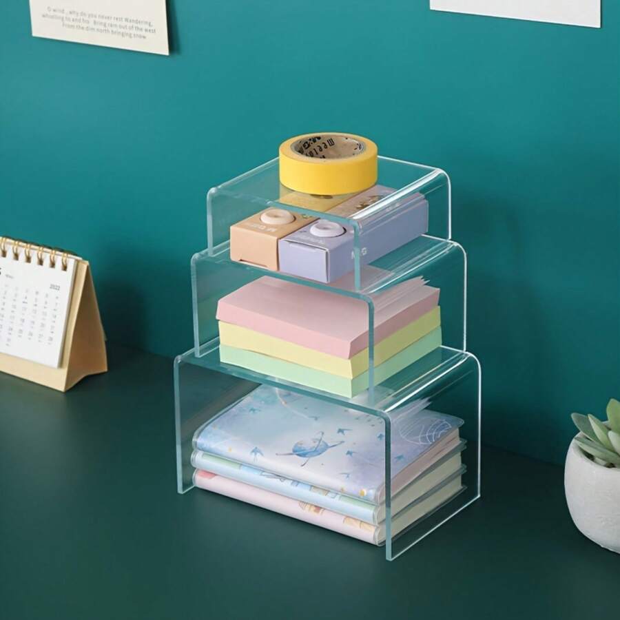 3ชิ้น แท่นวางอะคริลิคใสขนาดเล็ก, แท่นวางขนมคัพเค้ก, ชั้นวางสินค้า, แท่น ...