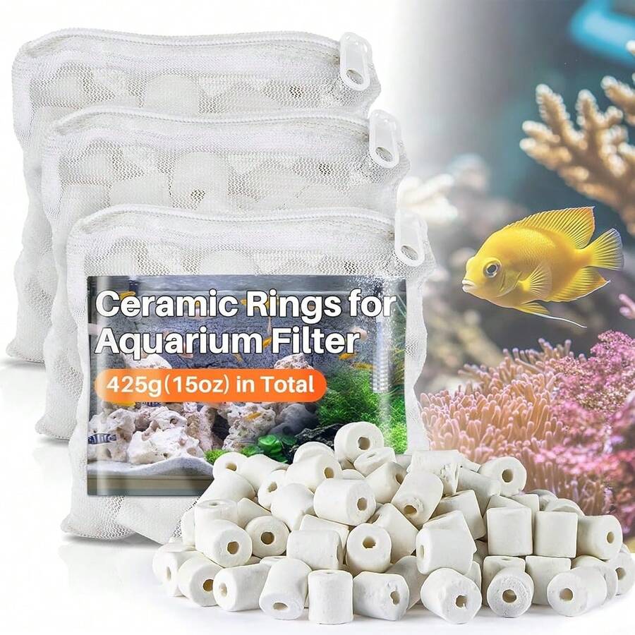 3 Bags Ceramic Rings For Aquarium Filter - 425g Bio Ceramic Media Balls ...