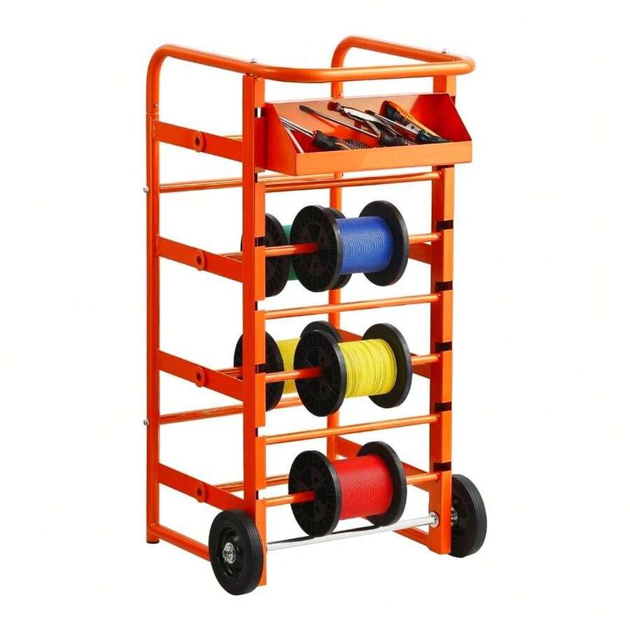 Heavy-Duty Wire Spool Rack With 11 Rods - Industrial Cable Caddy And ...