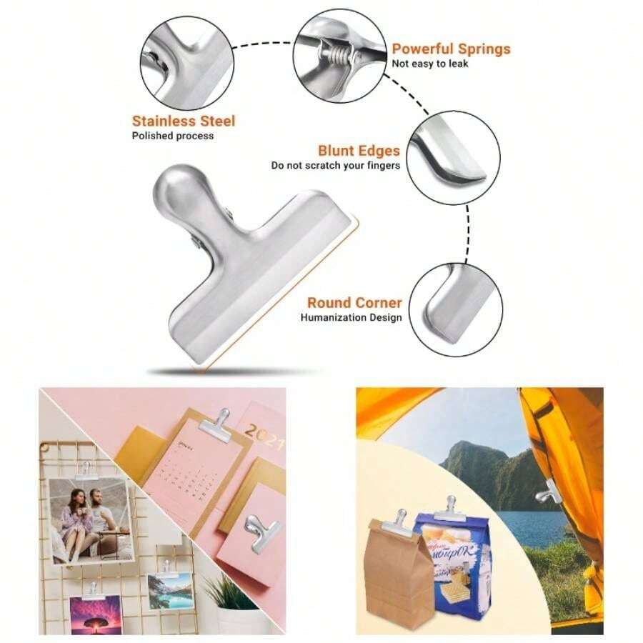6 Pack Bag Clips, Stainless Steel Chip Clip, Chip Clips Bag Clips Food ...