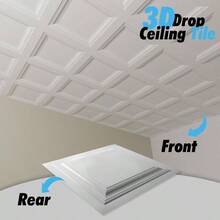 12 - Pack Square Drop Ceiling Tile 2ftx 2ft In White, PVC Ceiling Panel ...