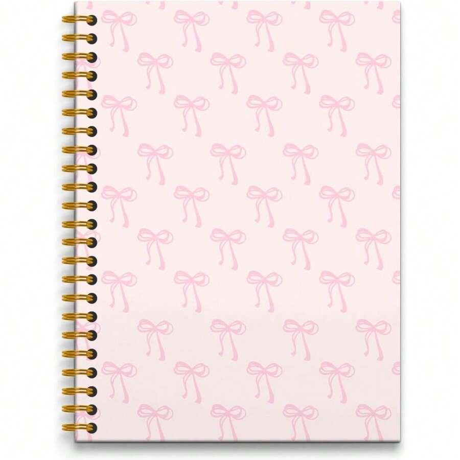 1 Pc 5.5*8.3 In With 50 Pages Pink Coquette Bows Spiral Journal ...