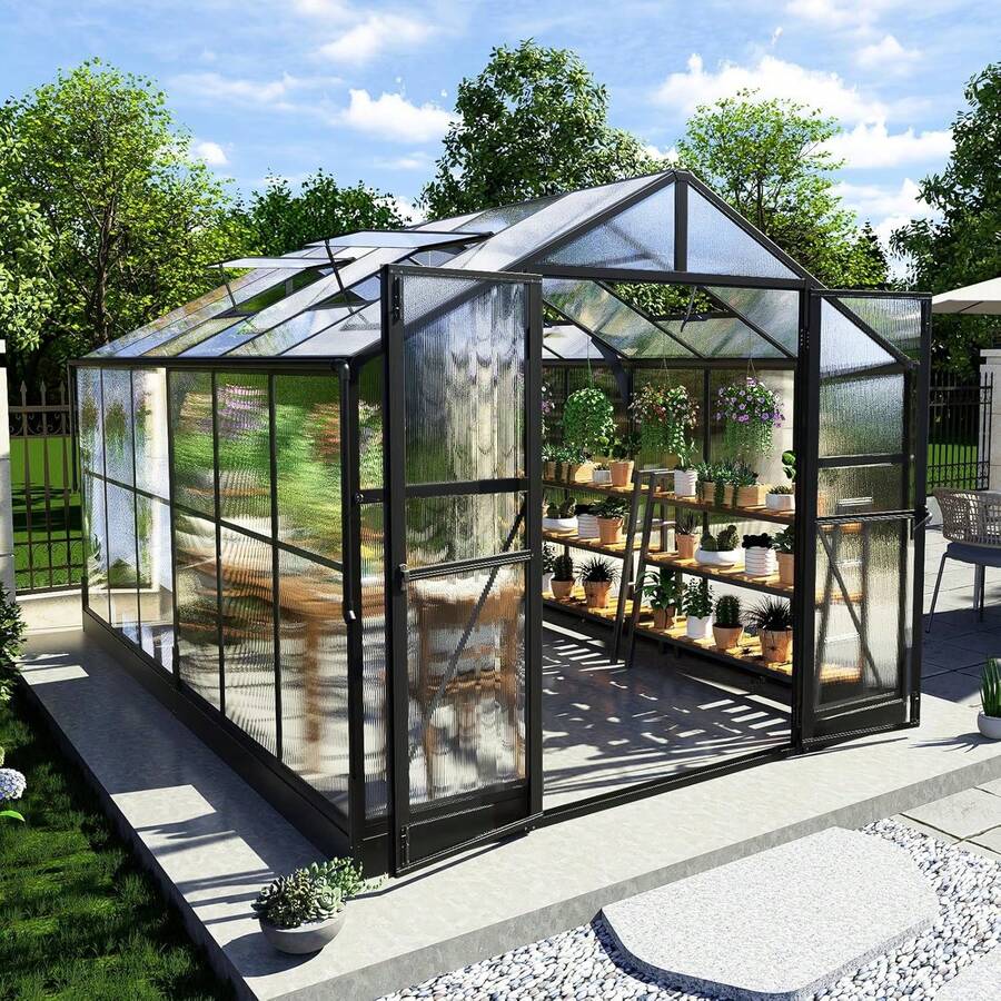 Walk-In Polycarbonate Greenhouse For Outdoors, Quick-Connect System ...