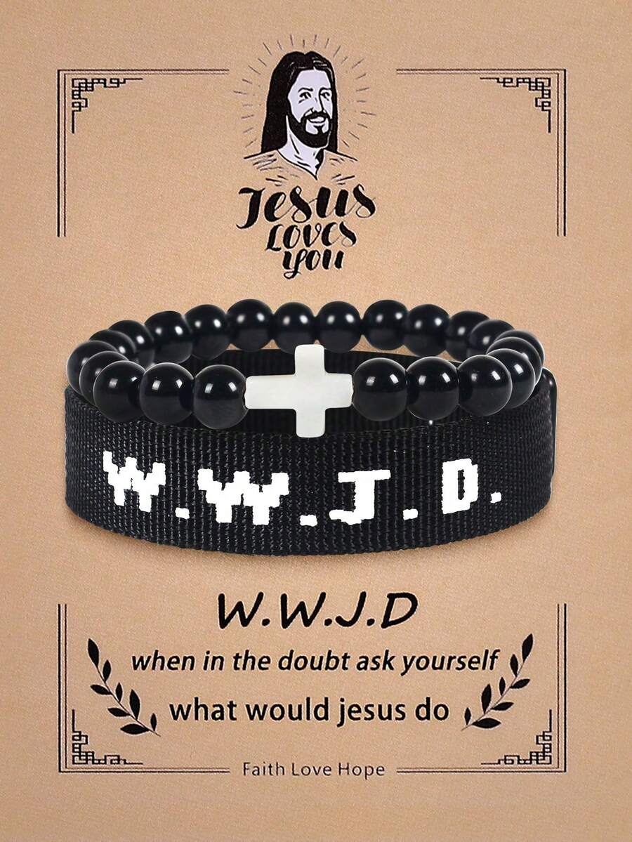 2pcs/Set WWJD Bracelet Gift, Suitable For Women And Men, Christian ...