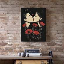 Framed Canva 1pc, , E, Two Kiing Profile Like A Man And A Woman ...