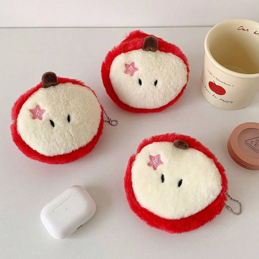 1pc Cute Plush Cartoon Fruit Apple Coin Purse Apple Shaped Portable ...