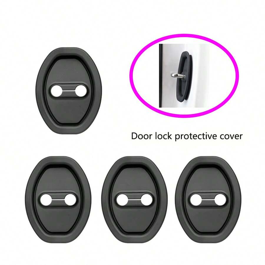 4pcs Car Decorat And Protecte Door Lock Cover Auto Accessories Silicone ...