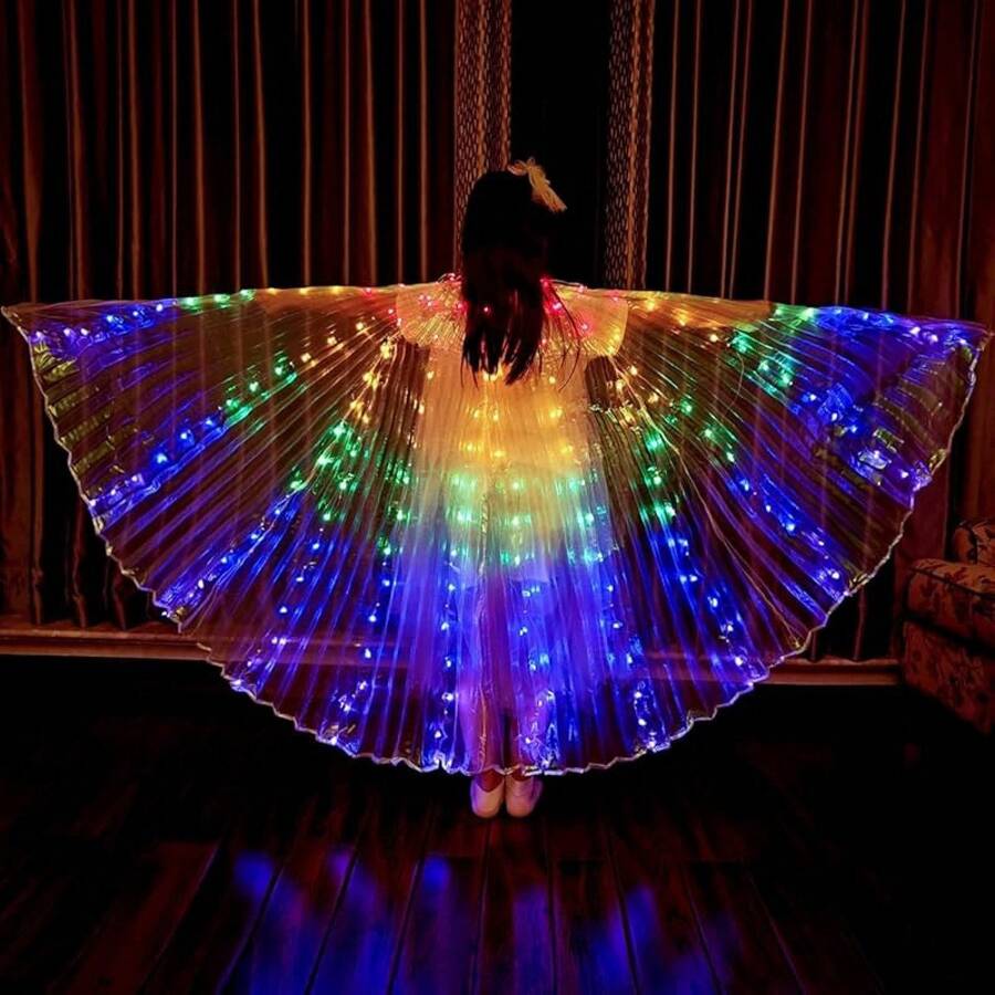 LED Belly Dance Wings With Stick, Light Up Belly Dance Costumes Woman ...