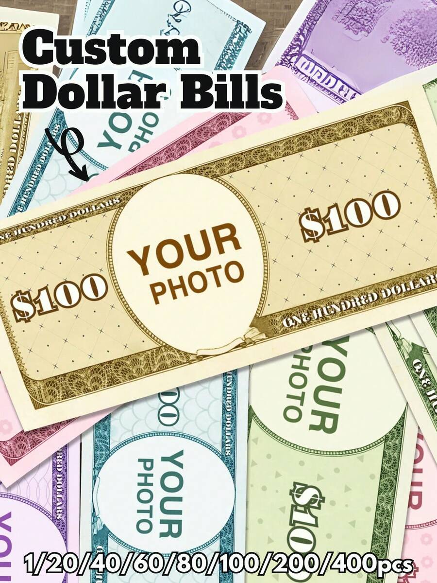 20/40/60/80/100/200/400pc Custom Face On Dollar Bill/Play Money ...