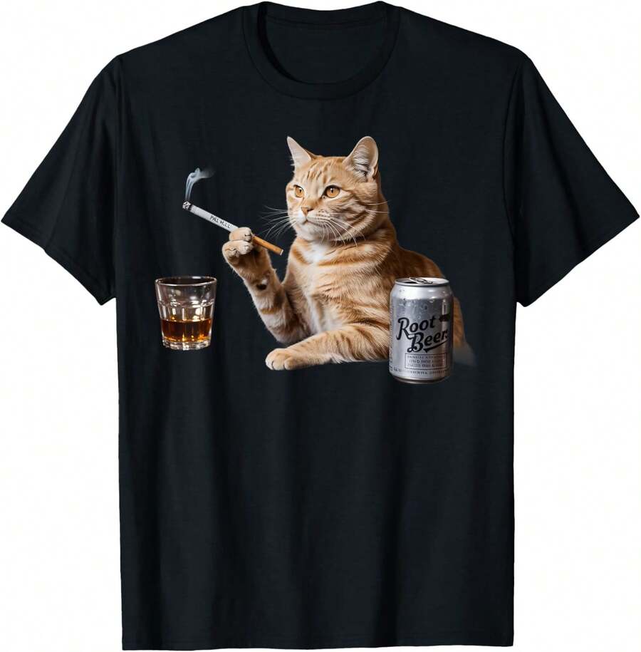 Cat Meme Cat Smoking Cigarette And Beer Baddies Meme Gen Z T-Shirt ...