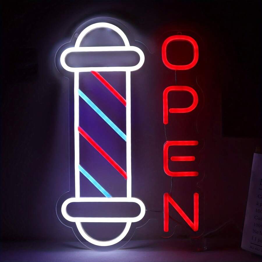 Barber Shop Neon Signs For Wall Decor, Open Neon Lights For Bedroom Led ...