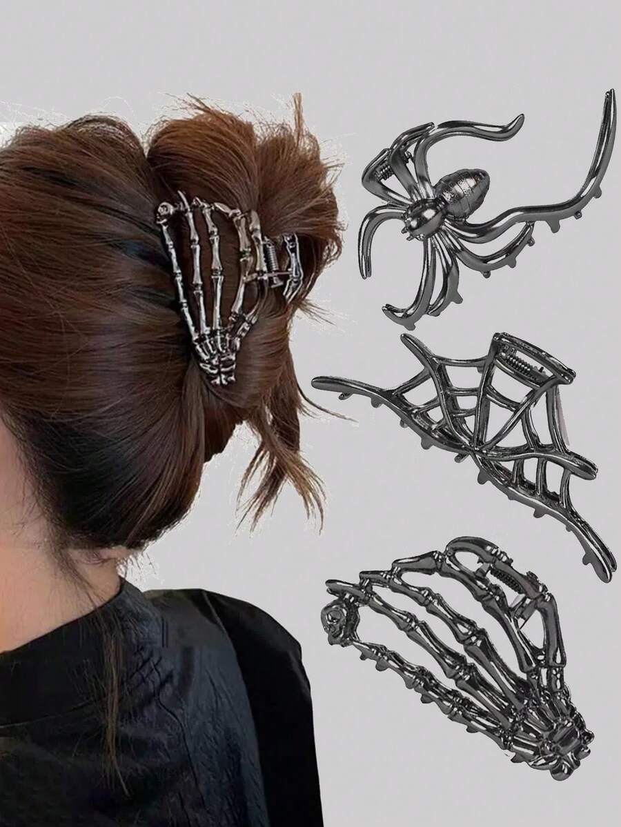 Gothic Skeleton Hand, Spider Web Claw Hair Clip, Elegant Metal Hair ...