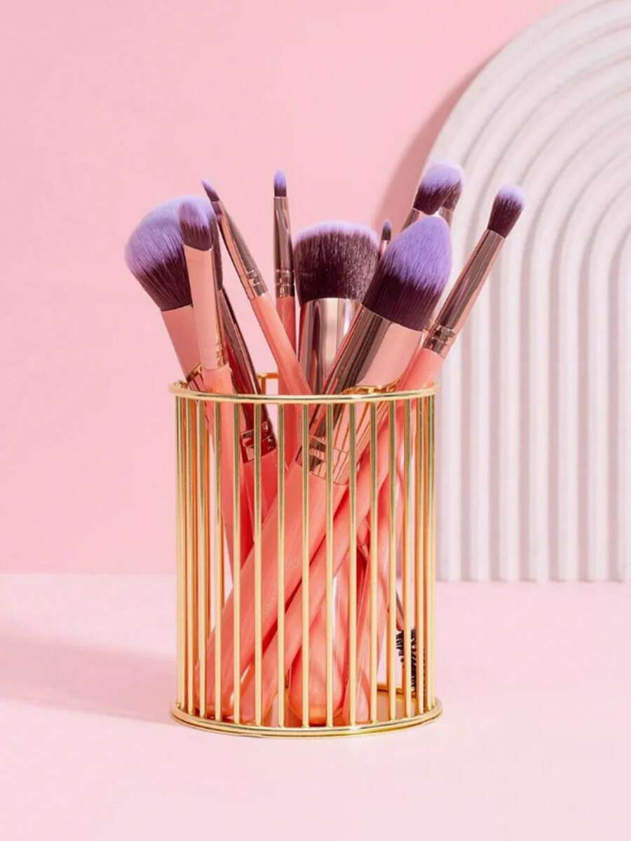 Nordic Simple Style Makeup Brush Storage Rack, Gold, Storage Pen Holder ...