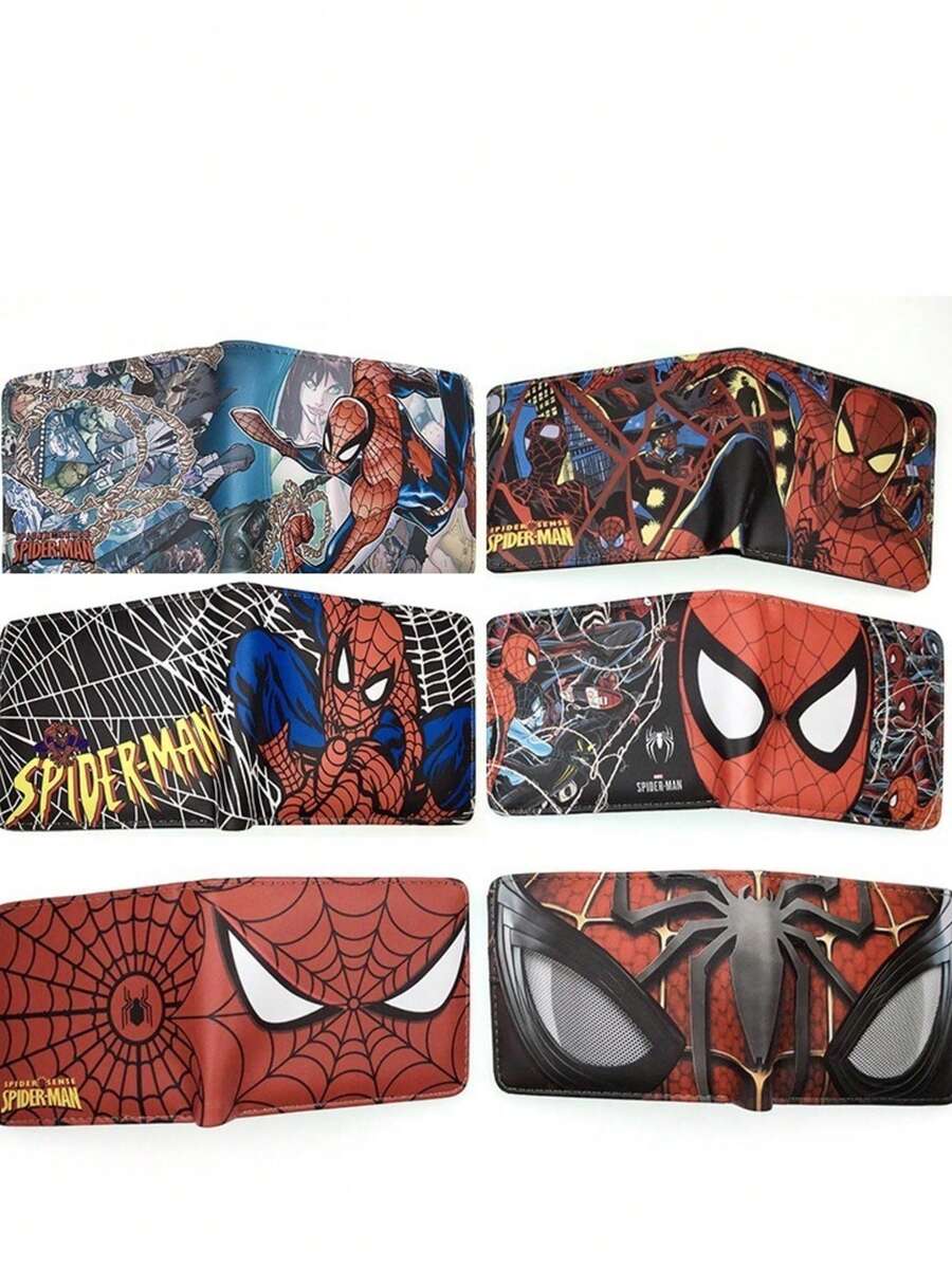 Superhero Series Short PU Wallet, Black Casual Card Holder, Bifold ...