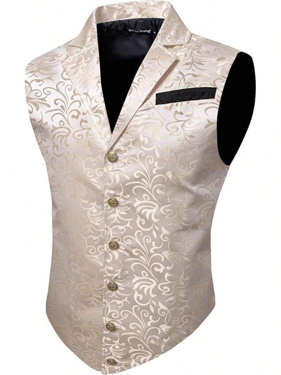 2025 Best Barry.Wang Mens Victorian Suit Vest Paisley Steampunk Gothic ...