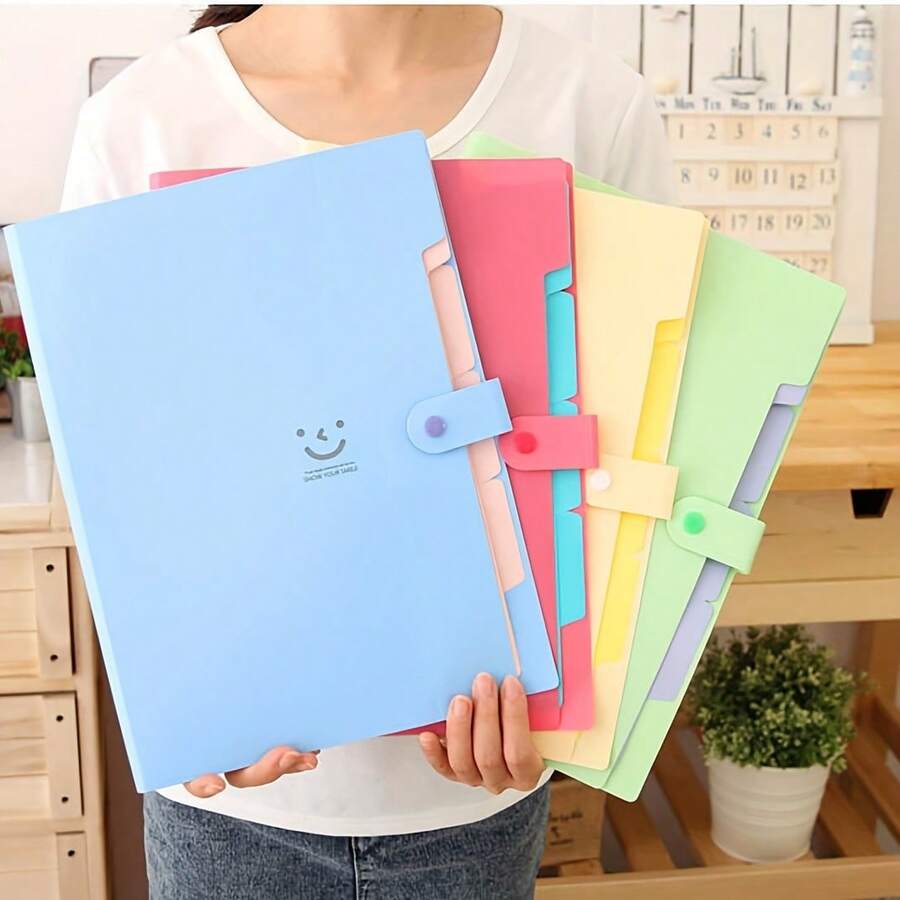 5pcs Smile Candy Color File Folders, Creative Multi-Layer A4 Document ...