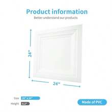 12 - Pack Square Drop Ceiling Tile 2ftx 2ft In White, PVC Ceiling Panel ...