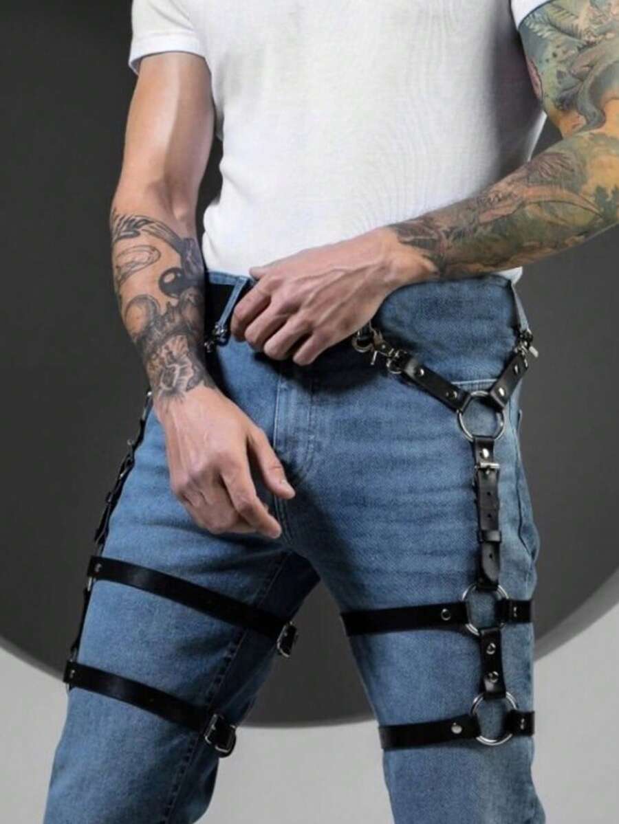 Men's Leather Leg Harness Sexy Thigh Garters For Men Suitable For ...