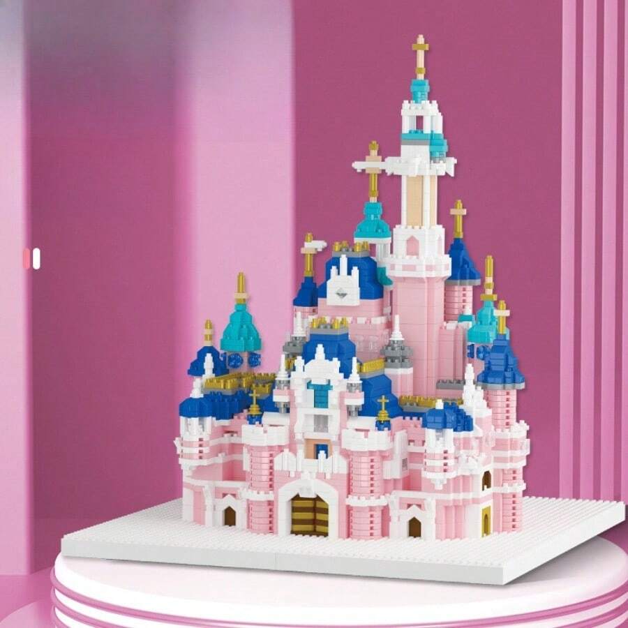 1pc Pink Castle Palace Princess Castle Building Creative Dreamy Micro ...
