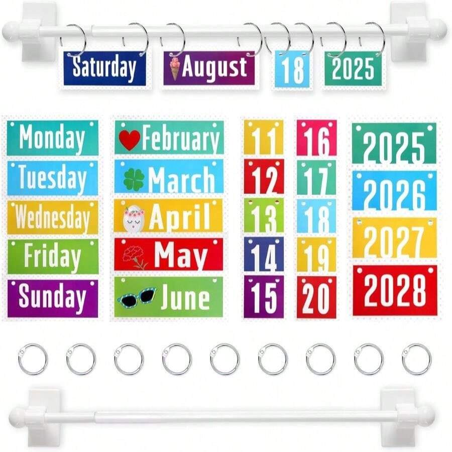 Magnetic Rod Flip Calendar For Classroom Colorful Classroom Calendar ...