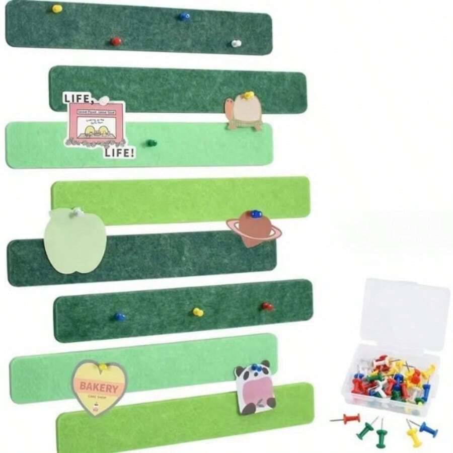 8 Packs Strips Felt Bulletin Board Bar With Push Pins Self-Adhesive ...