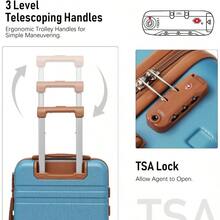 Carry On Luggage Set 3 Piece 20 Inch ABS+PC Hardshell Suitcase With ...