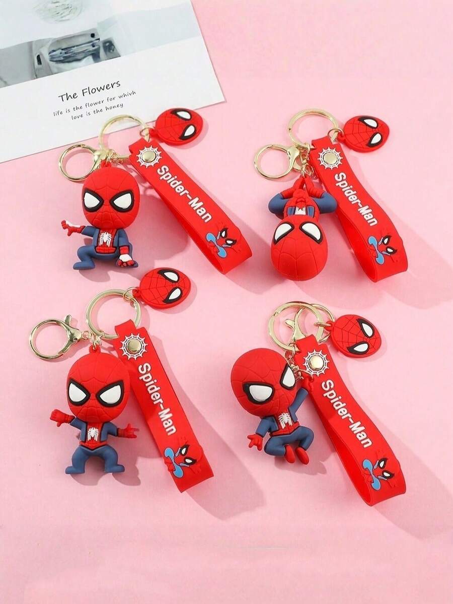 Disney 1PC Superhero Keychains Cartoon Spider Man Keyrings Anime Figure ...