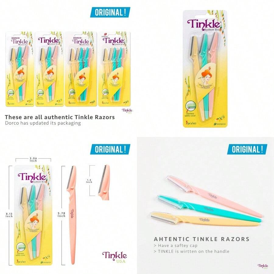 Tinkle Dermaplaning Tool 3ct Dermaplane Razor For Women And Easy Peach ...