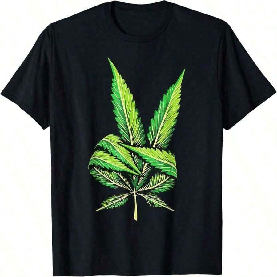 Leaf Leaf Hand Peace Sign Hand 420 T-Shirt | SHEIN USA