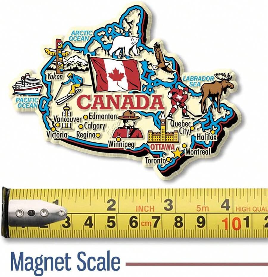 Canada Jumbo Country Map Magnet By Classic Magnets, 3D Rubber Vintage ...