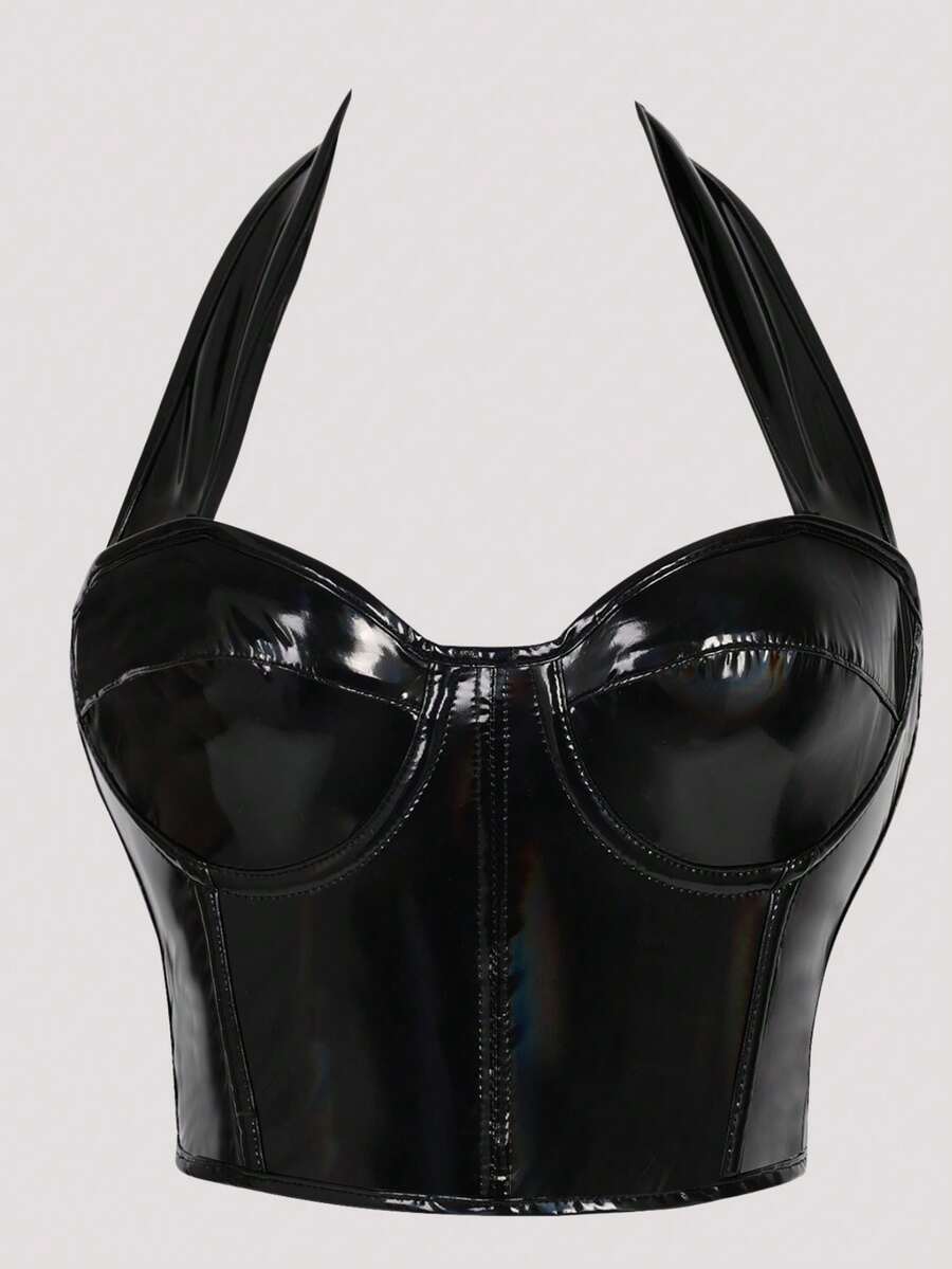 Body Shaping Top, Women's Corset, Black Halter Neck, Bust Support ...