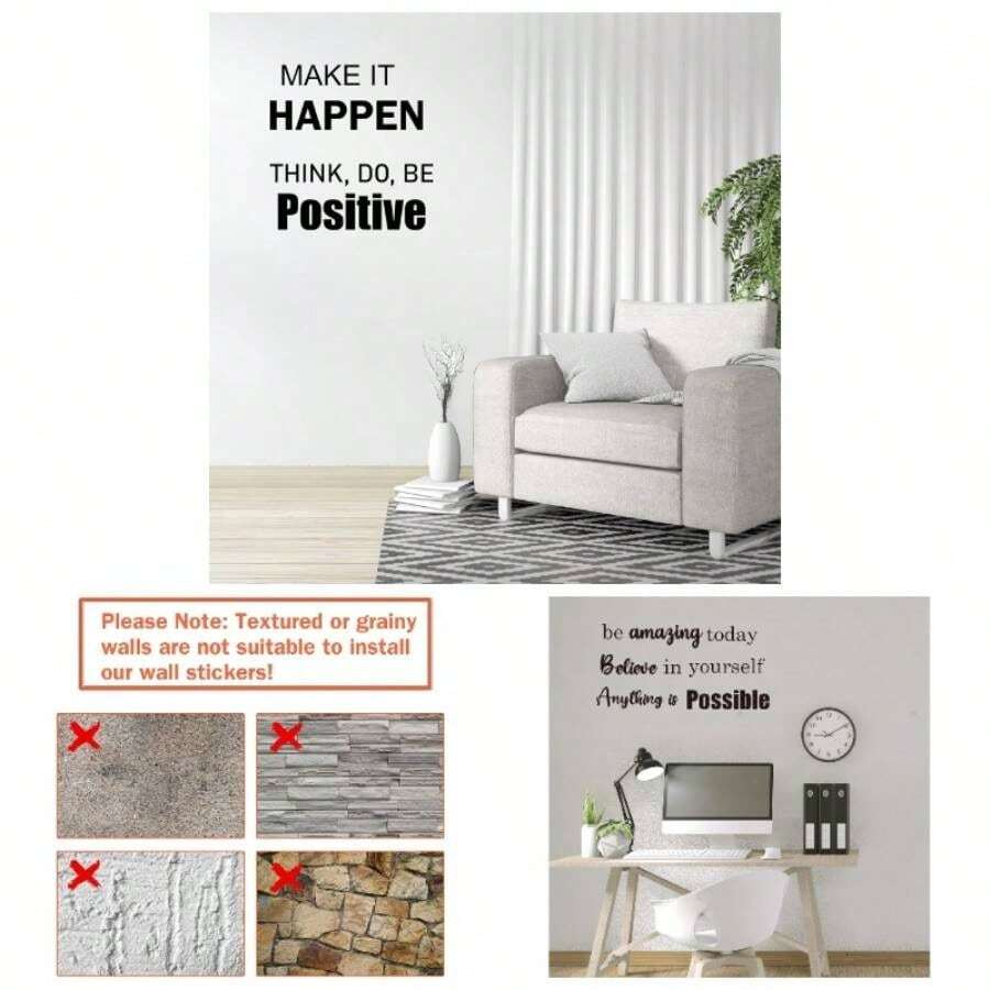 10 PCS Inspirational Wall Stickers Decals Quotes, Large Motivational ...