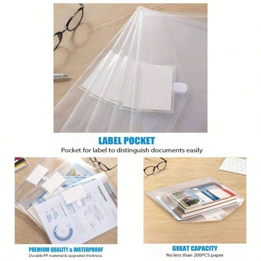 10 Pack Plastic Envelopes File Folders, Folder Document US Letter A4 ...