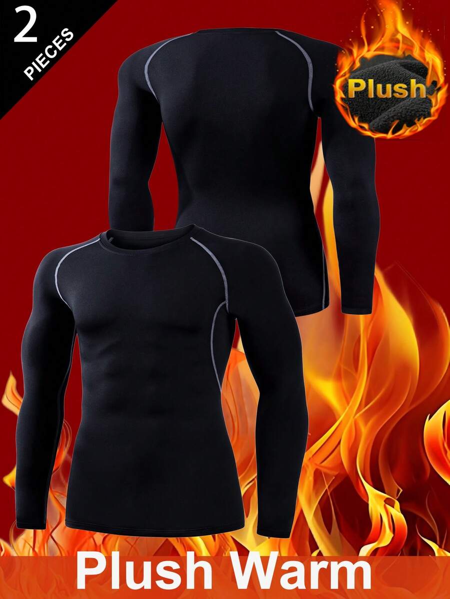 2pcs Men's Outdoor Thermal Underwear, Thermal Lined Thick Warm Base ...