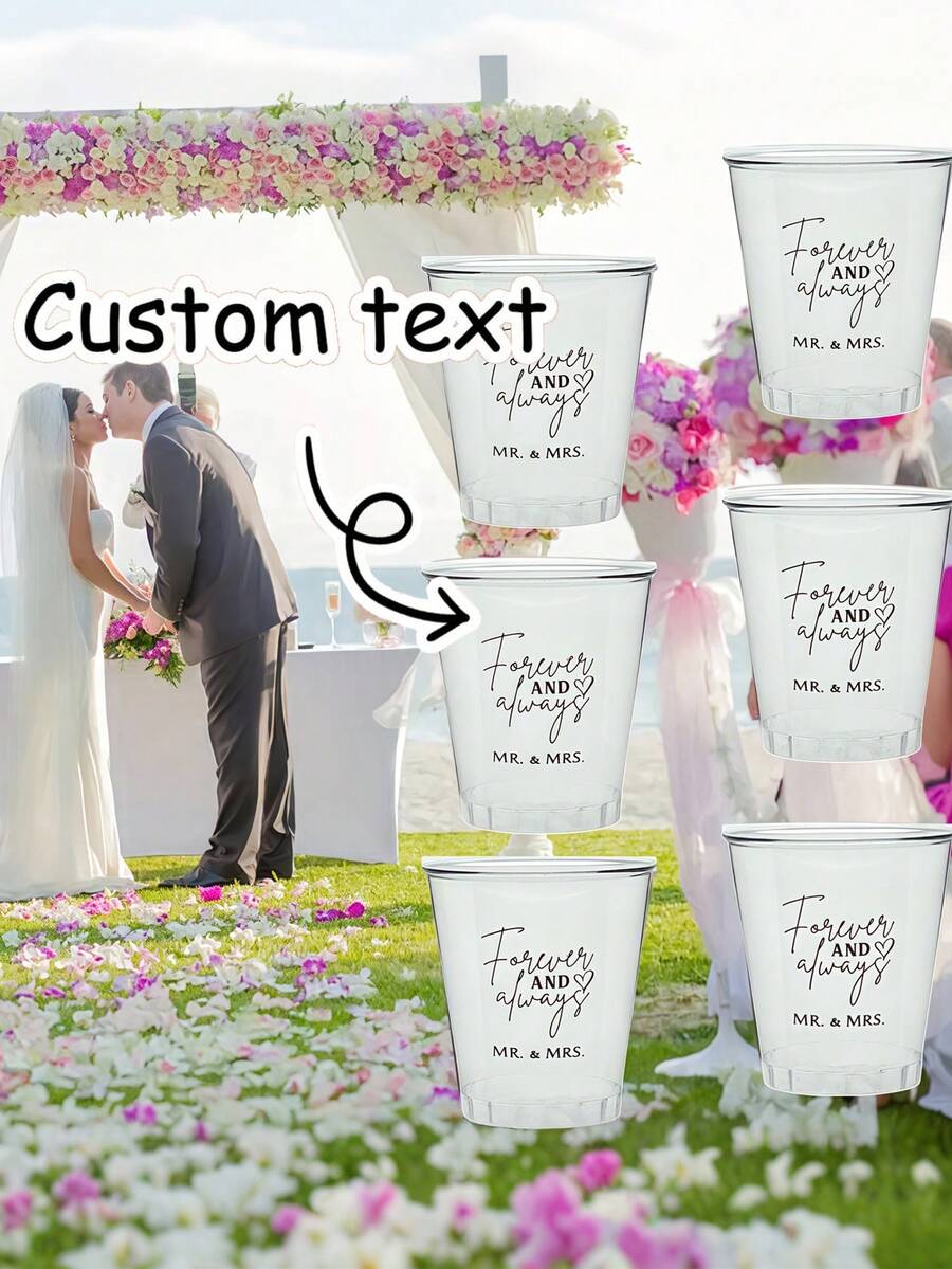 Reusable Plastic Cups With Letter Print. Wedding Cups. Sample Tasting ...