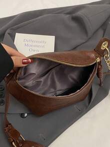 Women's Fashion Chain Chest Bag PU Material, Zipper Closure, Portable ...