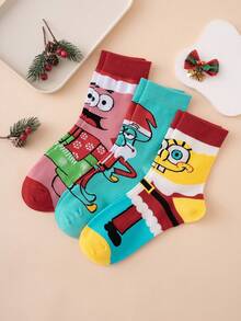 SPONGEBOB 3 Pairs Women's Interesting Personalized Cartoon Cute ...