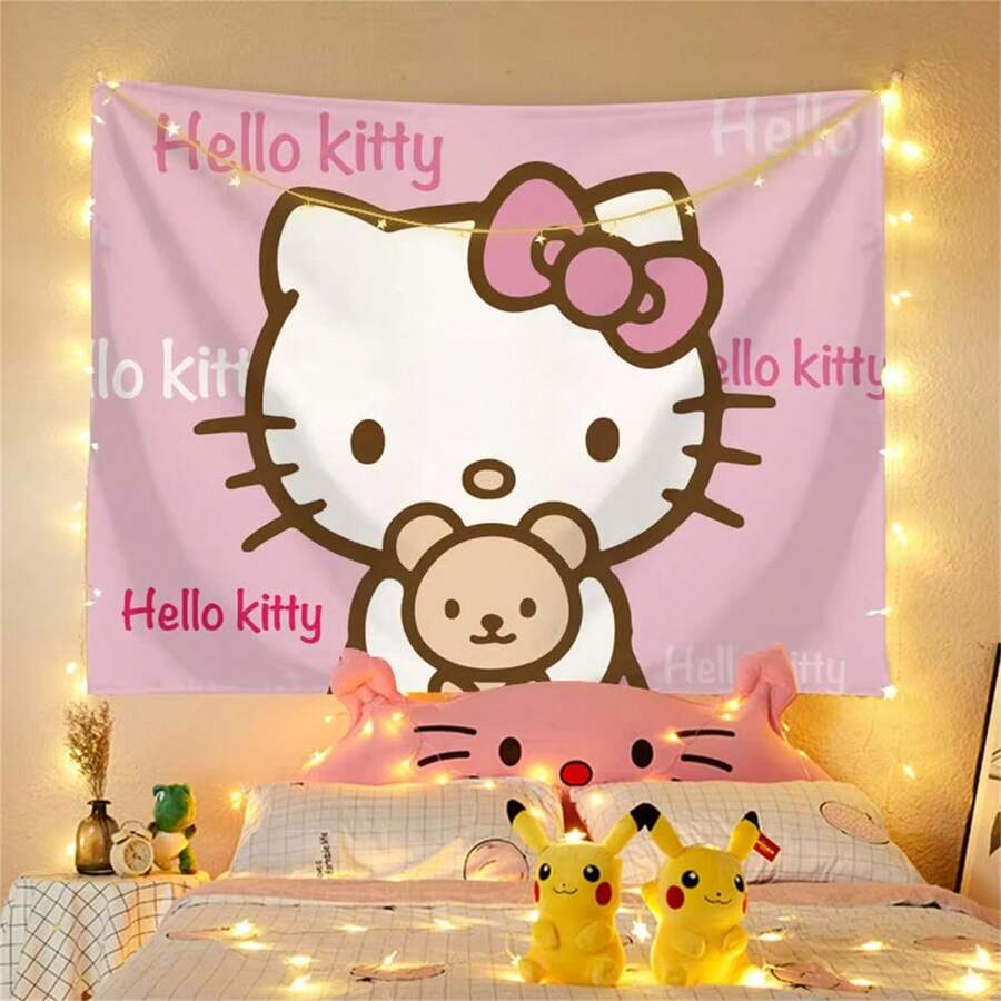 Sanrio 1PC Hello Kitty Tapestry Kawaii Wall Hanging Tapestry Cartoon ...
