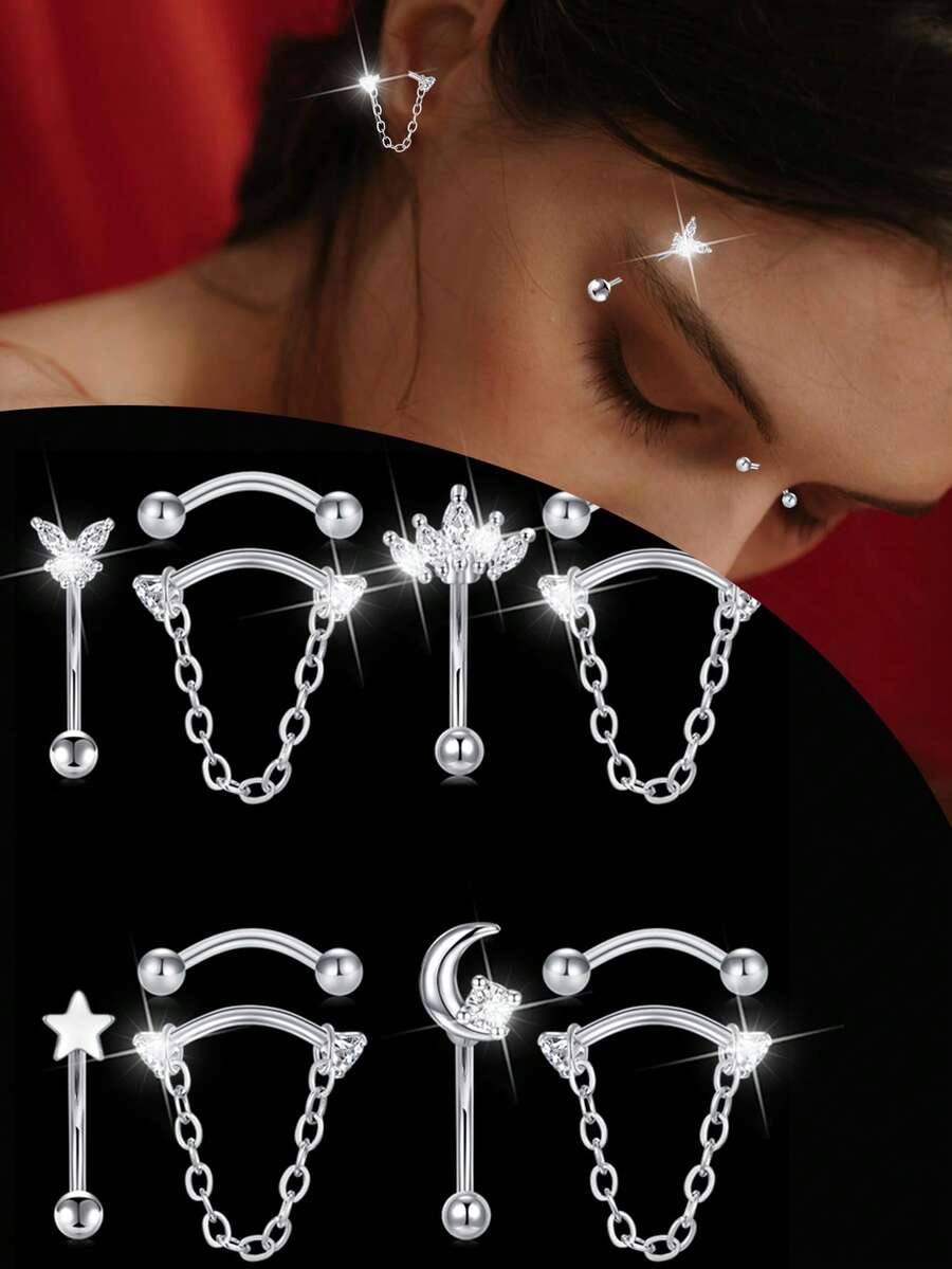 16G 3PCS Rook Piercing Jewelry Eyebrow Rings For Women Rook Earrings ...