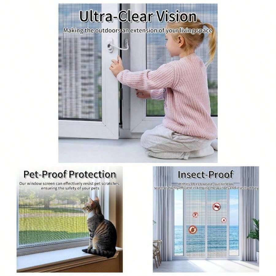 48x118 Durable Window Screen Mesh, Fiberglass Window Net Screen ...