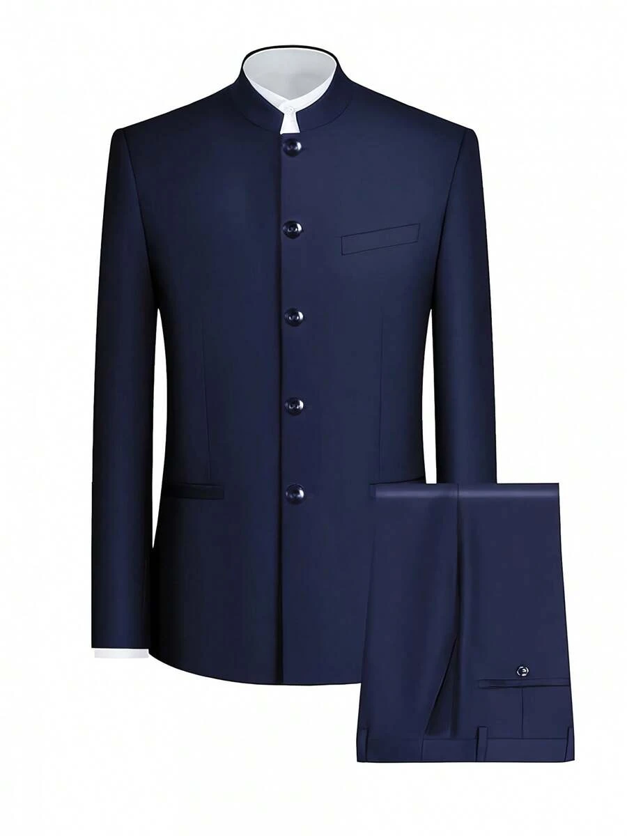 New Style Men's Slim Chinese Groom's Dress Suit Formal Business Chinese ...