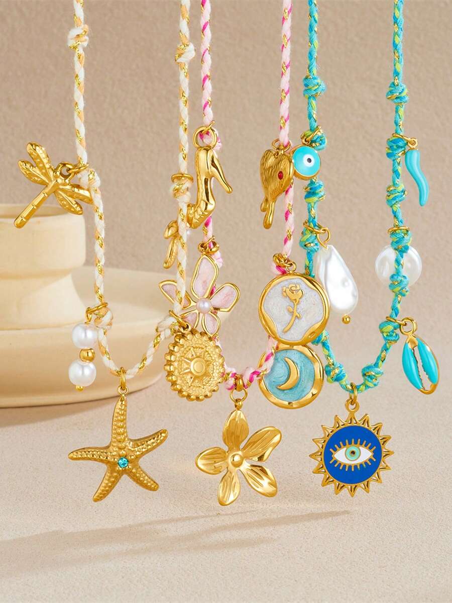 1 Ocean Series Bohemian Style Hand Woven Necklace With Gold Plating ...