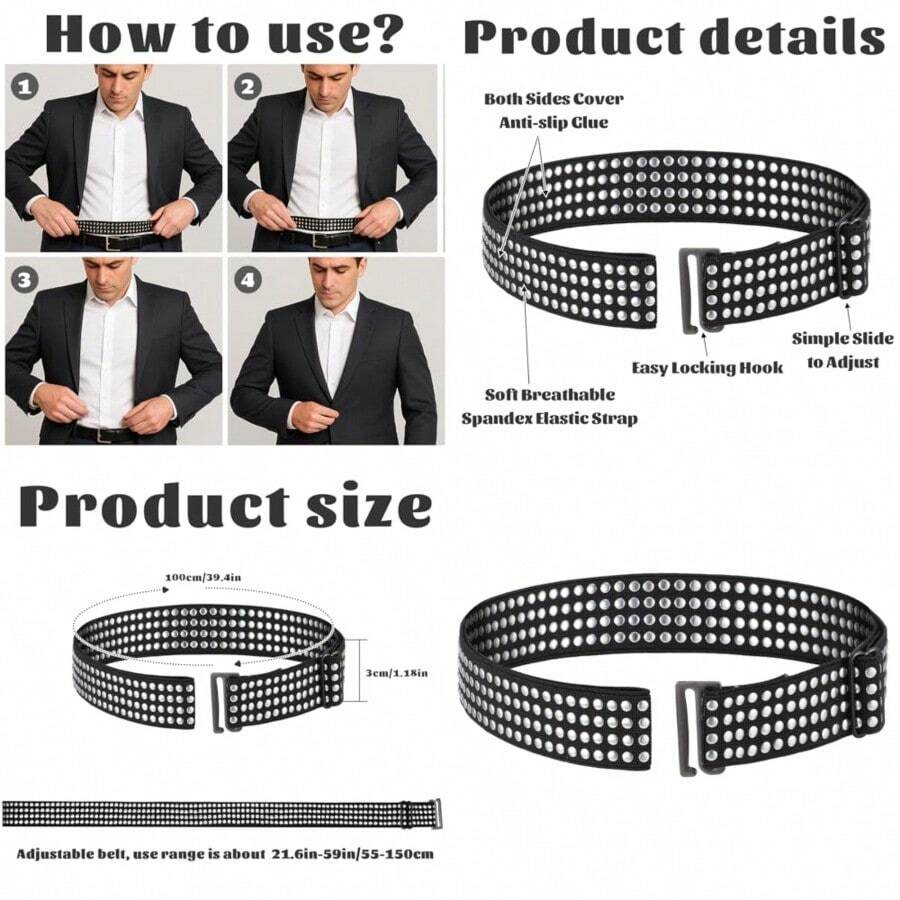 Shirt Stay Belt Adjustable Tucker Shirt Keeper Non Slip Elastic Holder ...